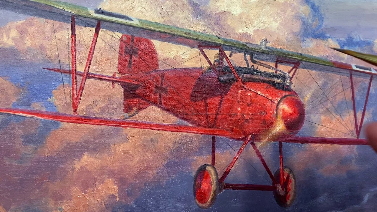 Painting rigging wires on a World War One Airplane - YouTube