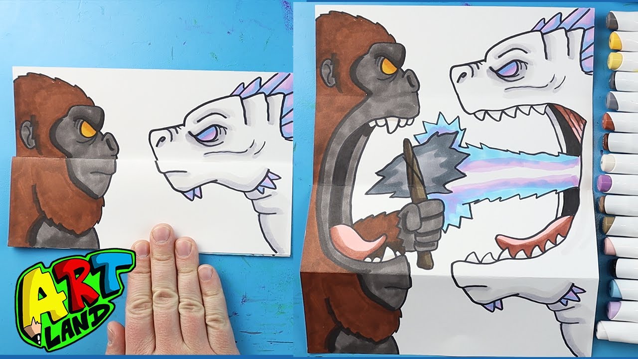 How to Draw Shimo vs Kong Surprise Fold - YouTube