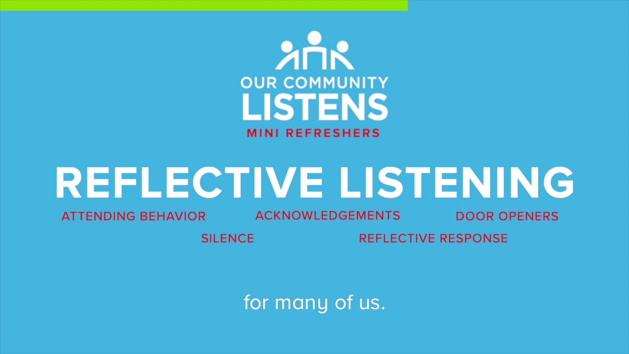 Our Community Listens - Mini Refresher: Reflective Listening - YouTube