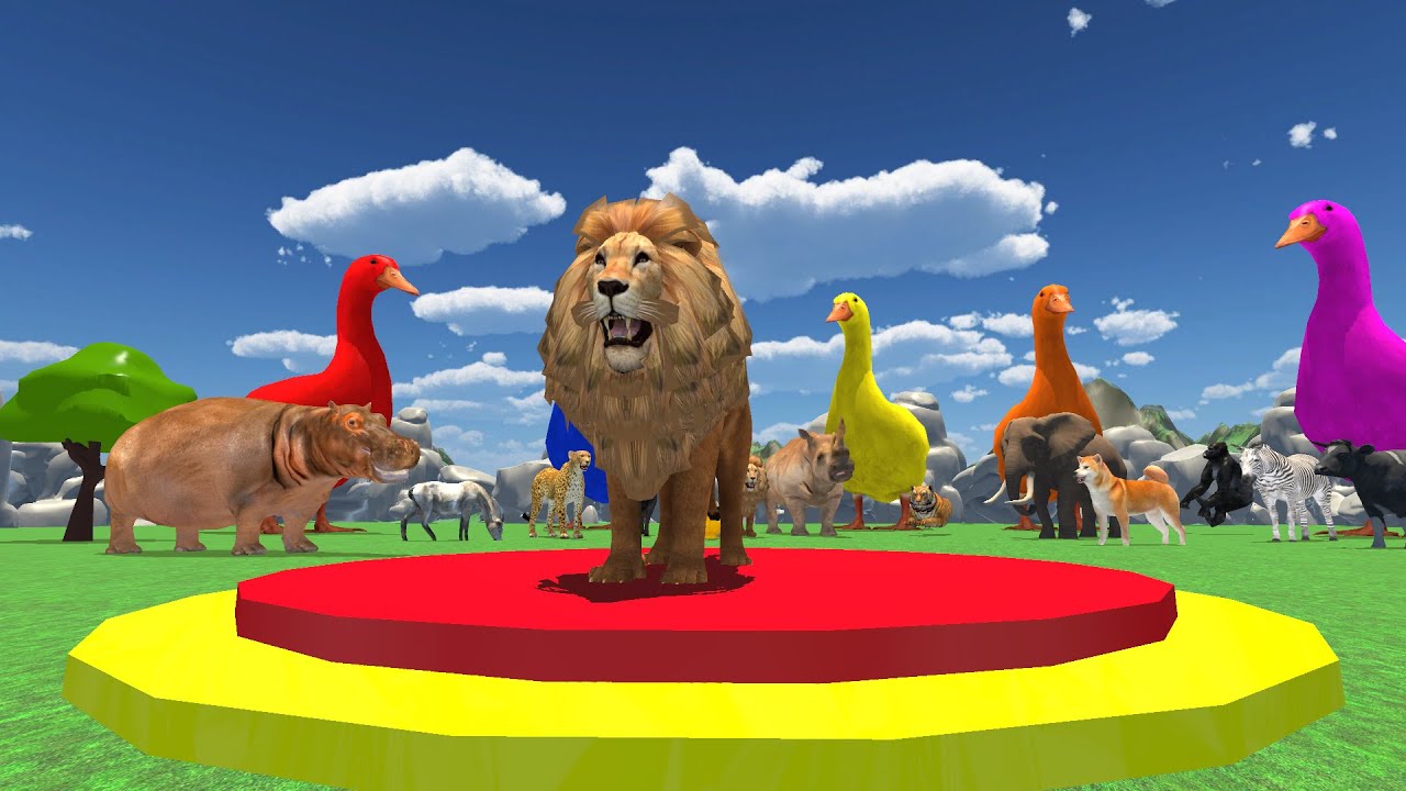 5 GIANT DUCKS and Friends Cross the Famous Fountain in EPIC Animation ...