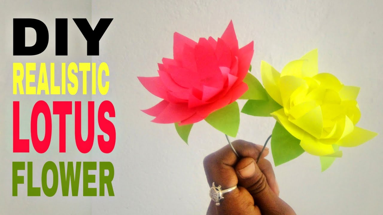 Diy paper flower || 3D lotus flower tutorial - YouTube