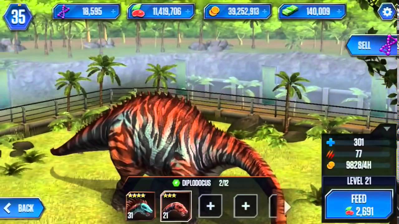 DIPLODOCUS LEVEL 40 Jurassic World The Game - YouTube