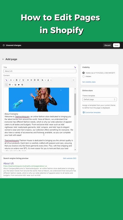 How to Edit Pages in Shopify #shopifytutorialforbeginners #shopify #shopifystore - YouTube
