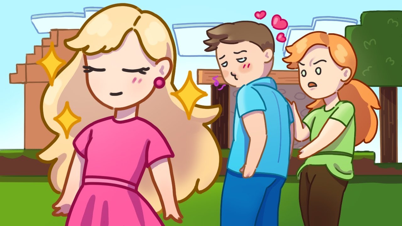 STEVE MEET BARBIE IN MINECRAFT! CARTOON ANIMATIONS STEVE AND ALEX LIFE ...