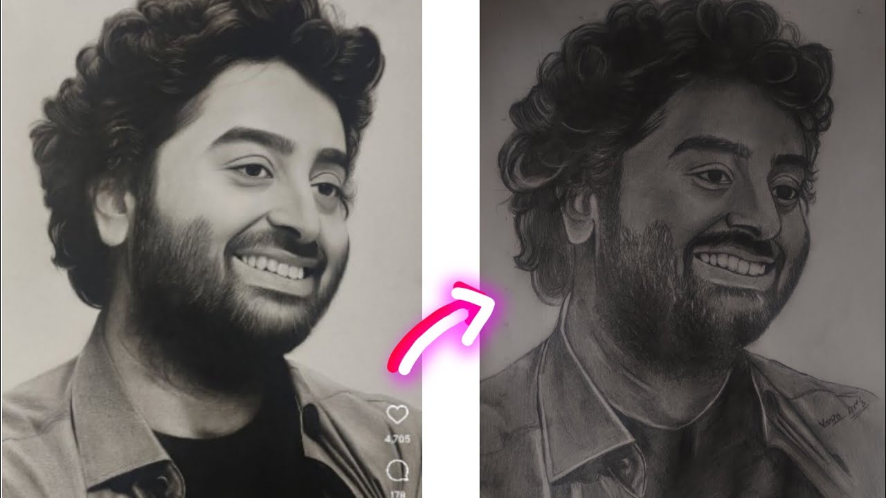 How to draw Arijit Singh arijit singh drawing using a one pencil #art # ...