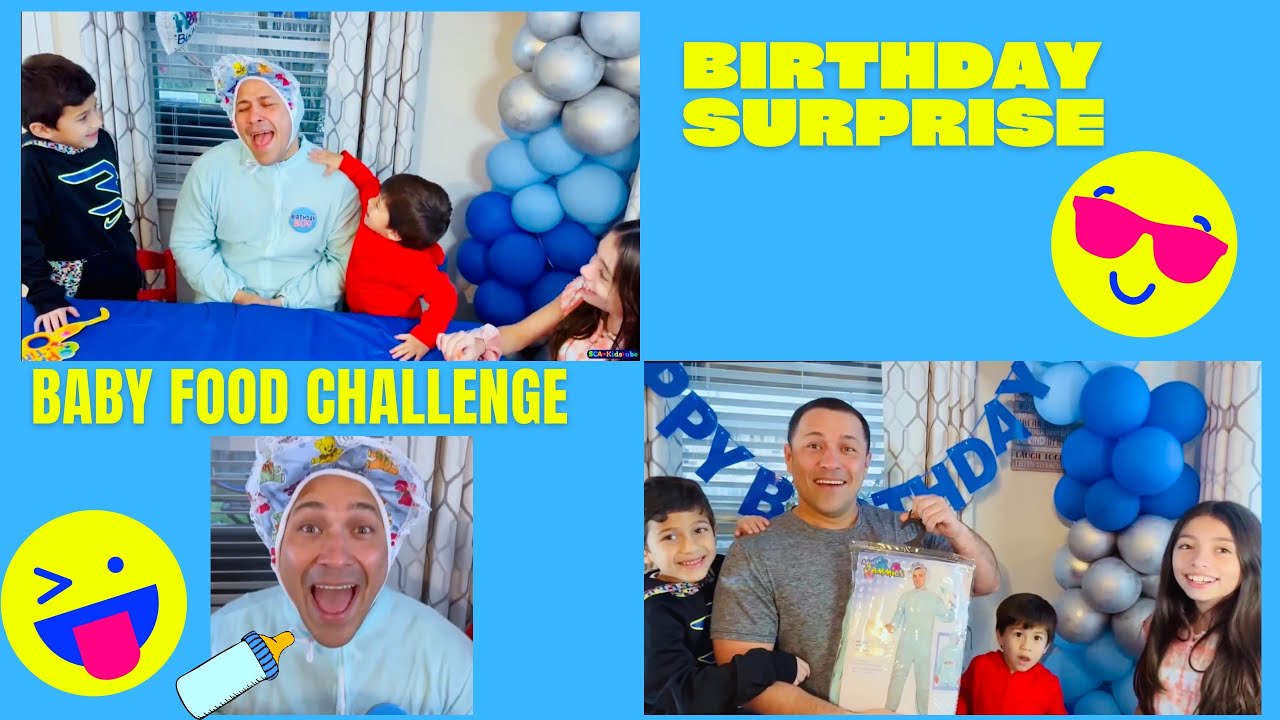 The Baby Food Challenge - A Birthday Surprise For Dad! - YouTube