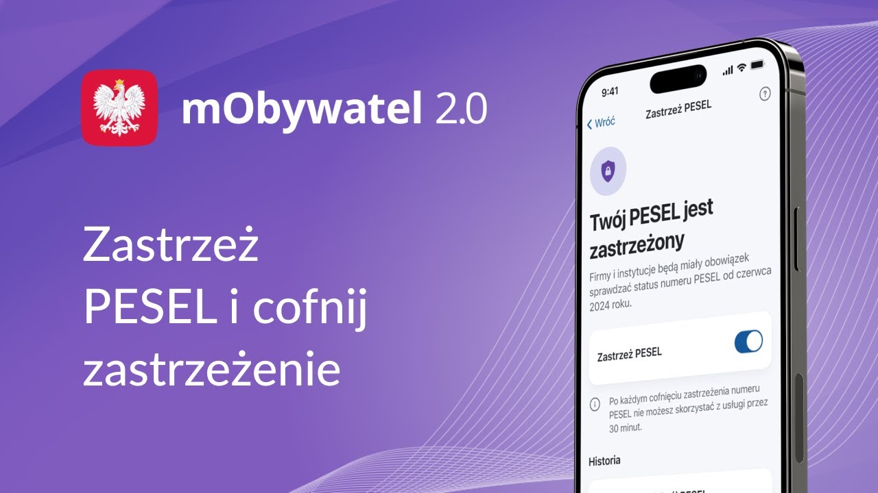 Zastrzeż PESEL i cofnij zastrzeżenie w aplikacji mObywatel 2.0 - YouTube