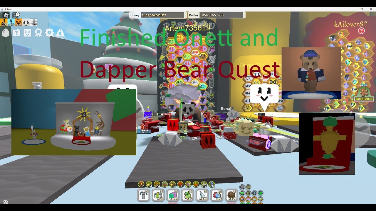 Finished Onett And Dapper Bear Beesmas Quest!!! (Bee Swarm Simulator) - YouTube