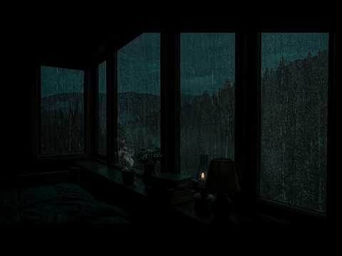Gentle Rain Across the Bedroom Windows | Warm Night Ambience for Sleeping