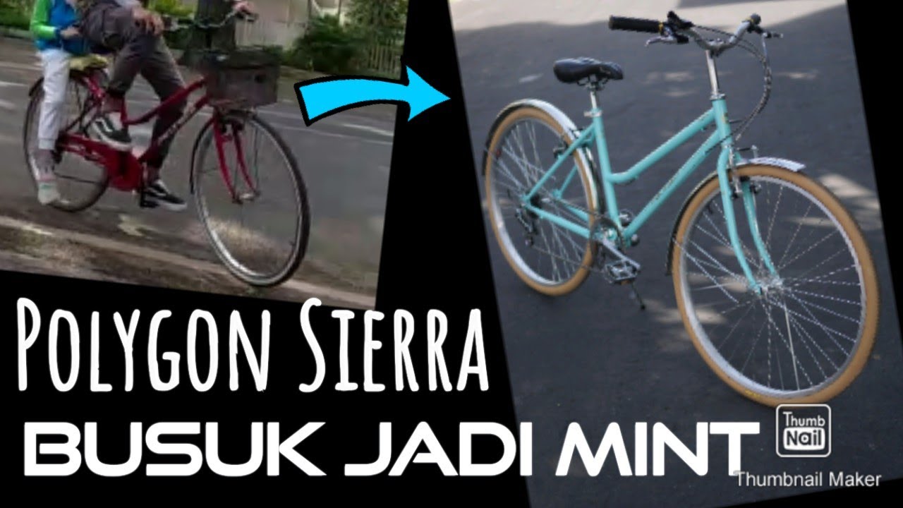Restorasi dan modifikasi sepeda Polygon Sierra klasik jadi Mint Green ...