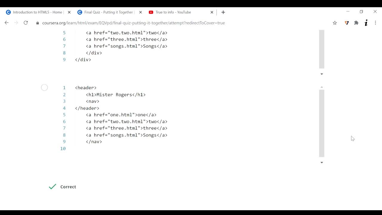 Introduction to HTML5||Final Quiz-Putting it Together||Coursera - YouTube