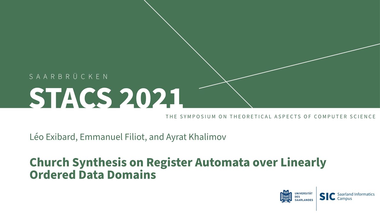 STACS 2021 | Church Synthesis on Register Automata over Linearly ...