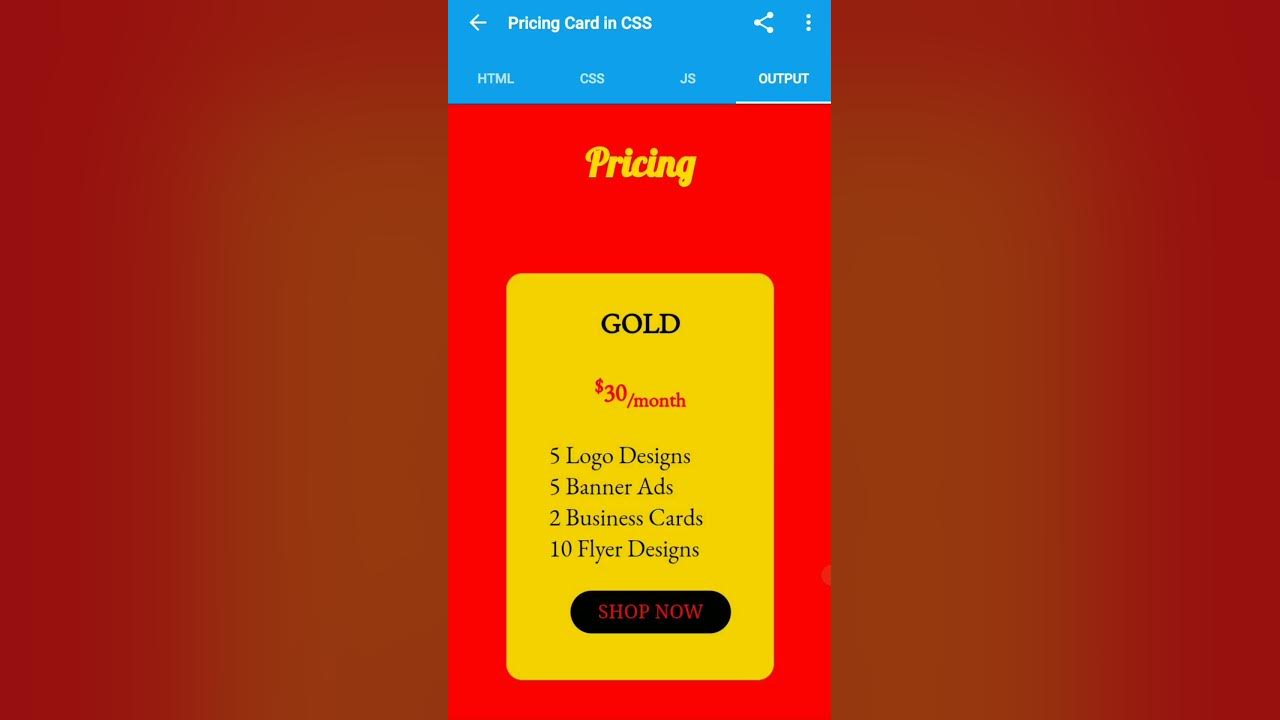How To Create Pricing Card In Css Html5 Htmlcss Codeprep Algoprep Algorithms Youtube
