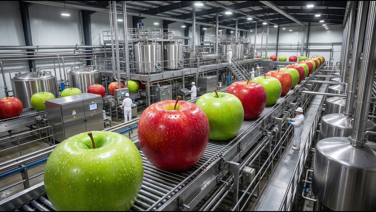 Inside an Automated Apple Pressing Plant: Crushing Tons of Apples into ...