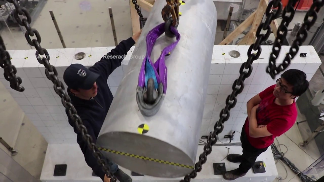 Impact test on a reinforce concrete wall - long version - YouTube