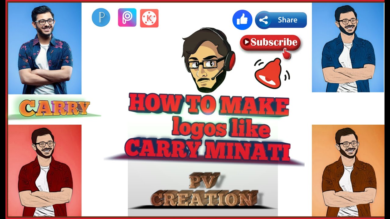 How to make a cartoon picture logos like carry minati - YouTube