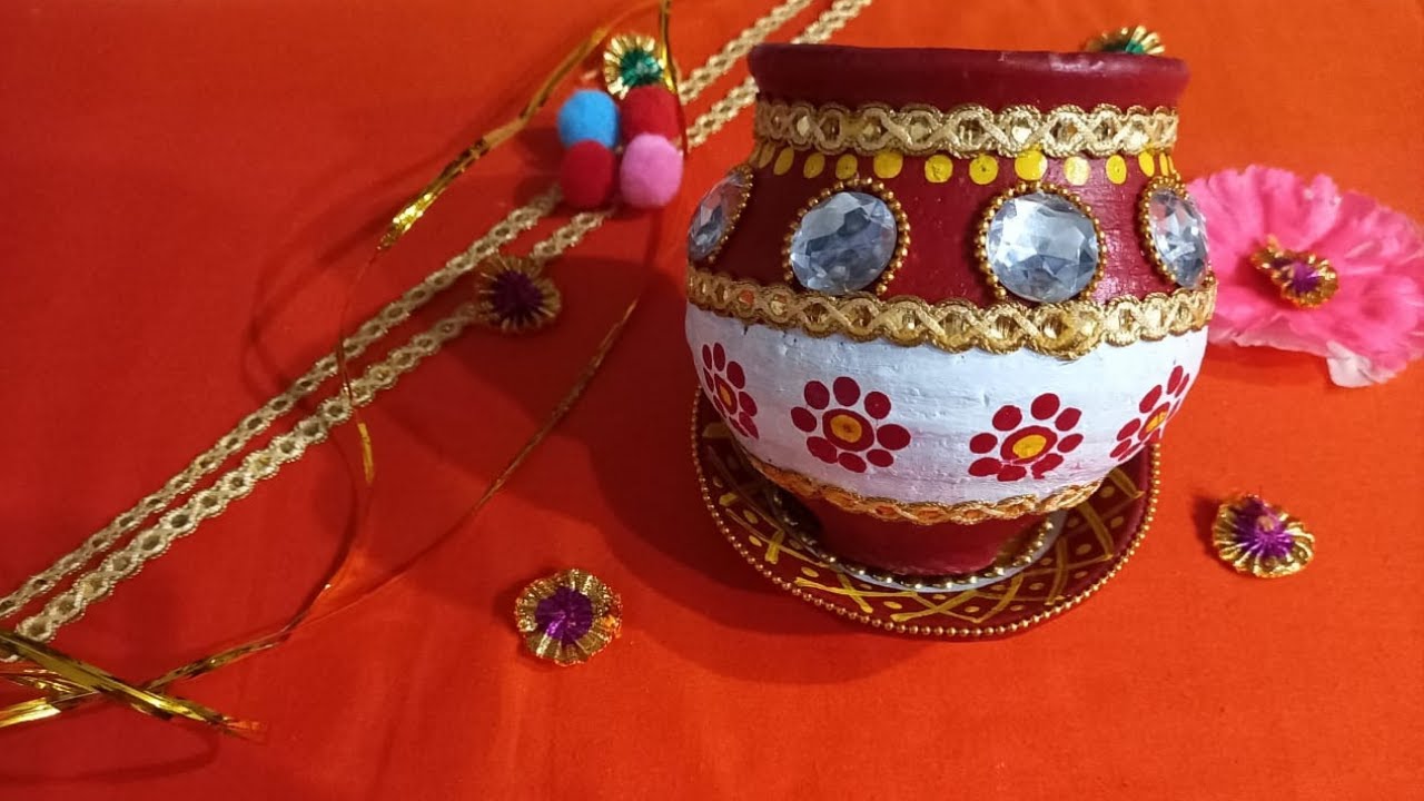 Matka or Pot Painting Easy Tutorial For Navratri - YouTube