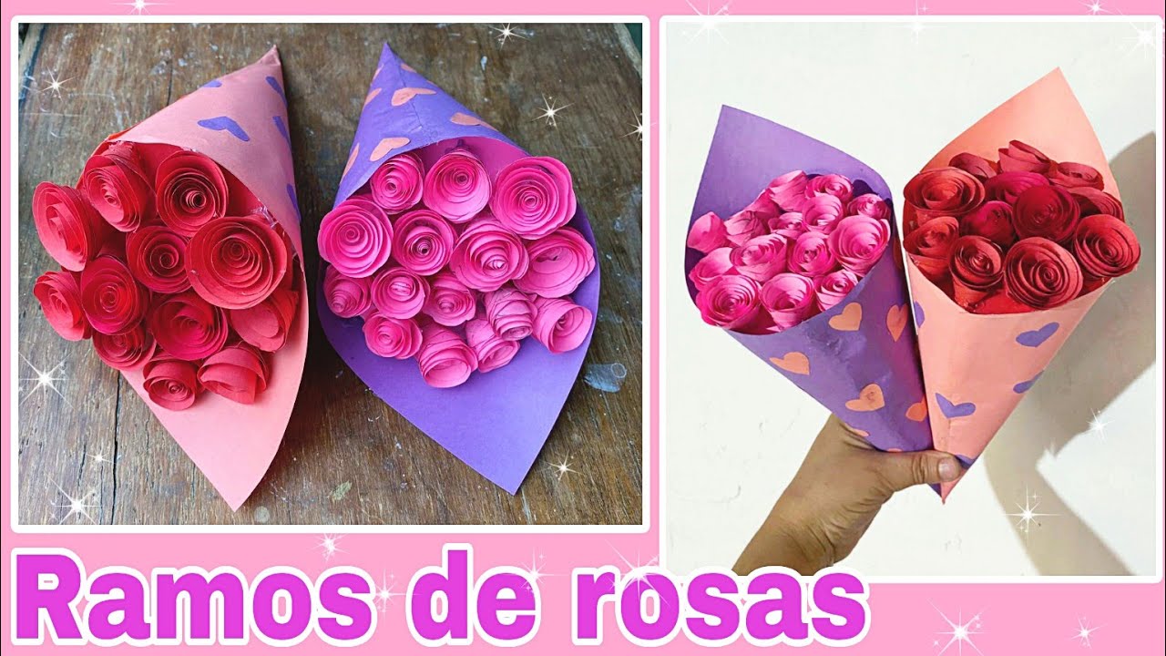 RAMO de FLORES con papel para REGALAR el DÍA DE LA MADRE 💐🌹/ Ideas 10 ...