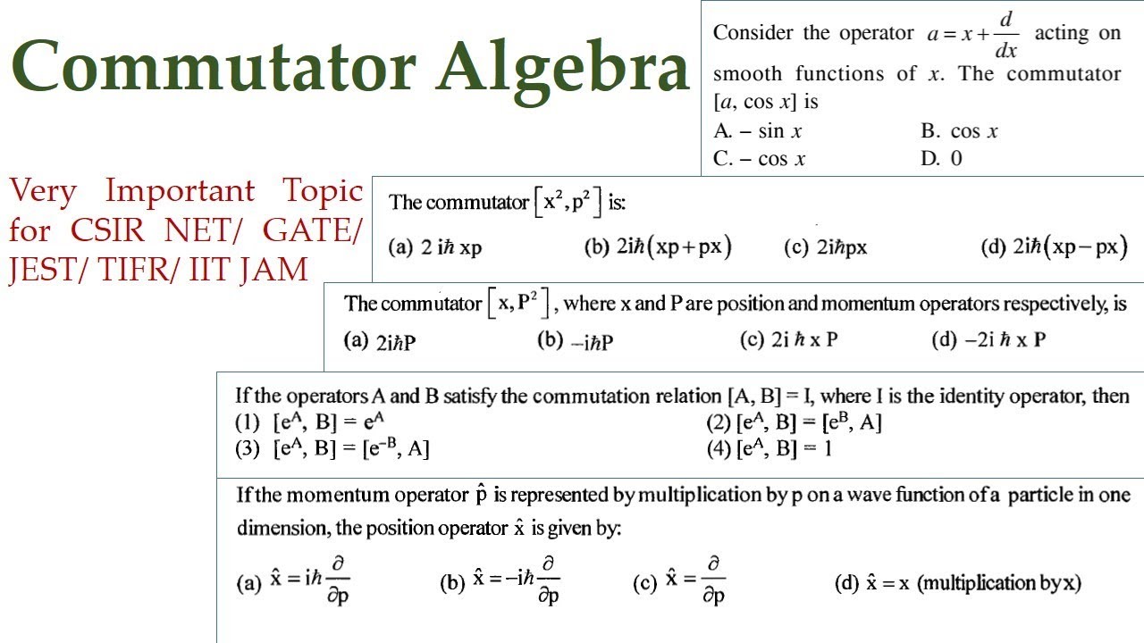 Commutator Algebra • Important for CSIR NET /GATE - YouTube