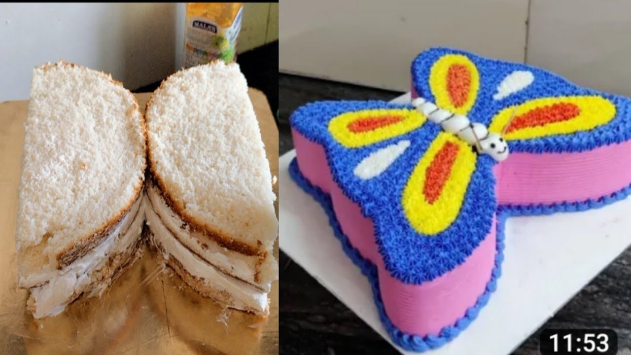New whipping cream Butterfly Cake | simple Butterfly cake # ...