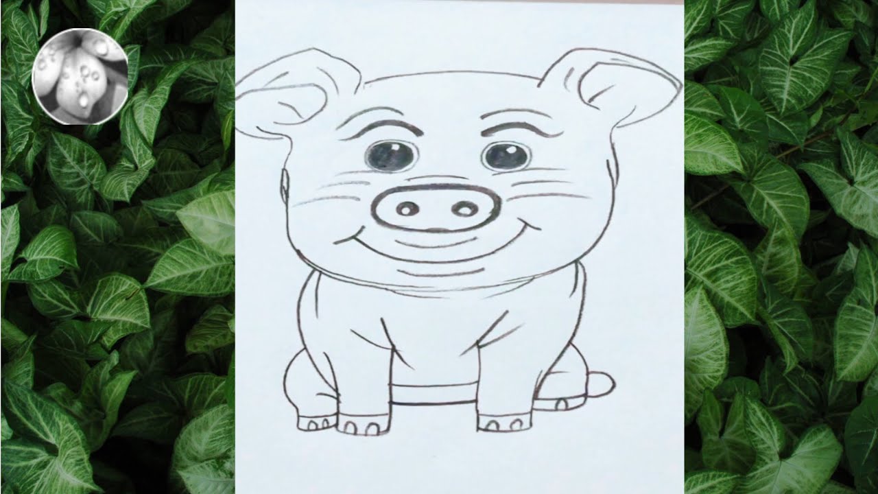 How to draw cute pig 🐷 Step by Step || Easy pig drawing || cartoon pig ...
