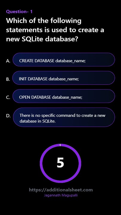 Which of the following statements is used to create a new SQLite database - YouTube