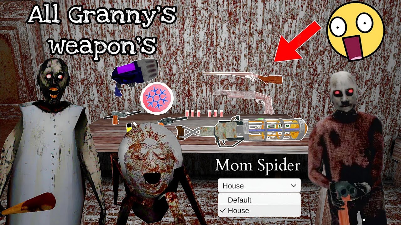 Granny v1.9 New Update Spider Angelina in House VS All New weapons but ...