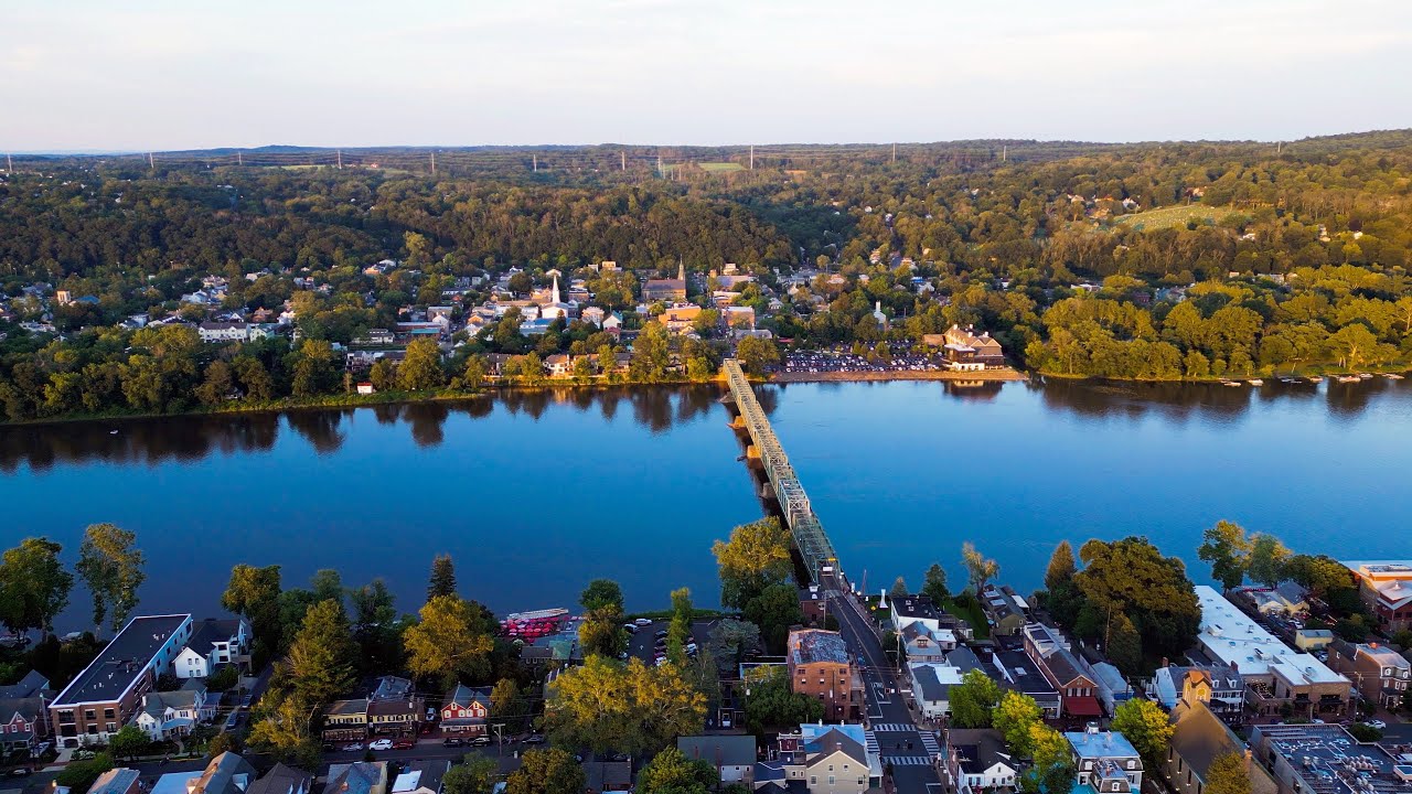 Lambertville NJ & New Hope Pa, from above 4K - YouTube