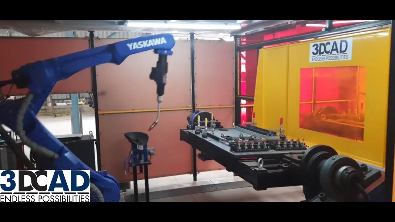 3D CAD MAG Welding Cell with Dual Turntable Positioner - YouTube