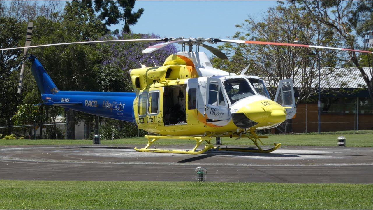 LifeFlight B412 In&Out of Prince Charles Hospital - YouTube