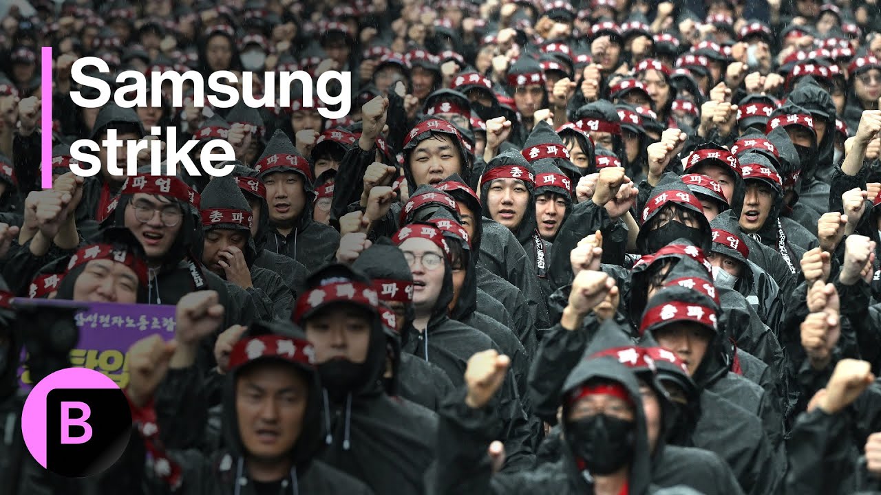Thousands of Samsung Workers Walk Out in Historic Strike - YouTube
