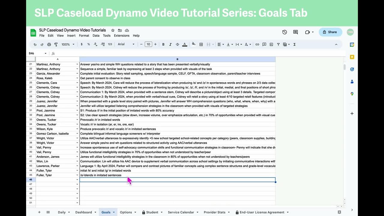 SLP Caseload Dynamo Video Tutorial Series: Goals Tab (Part 2/5) - YouTube