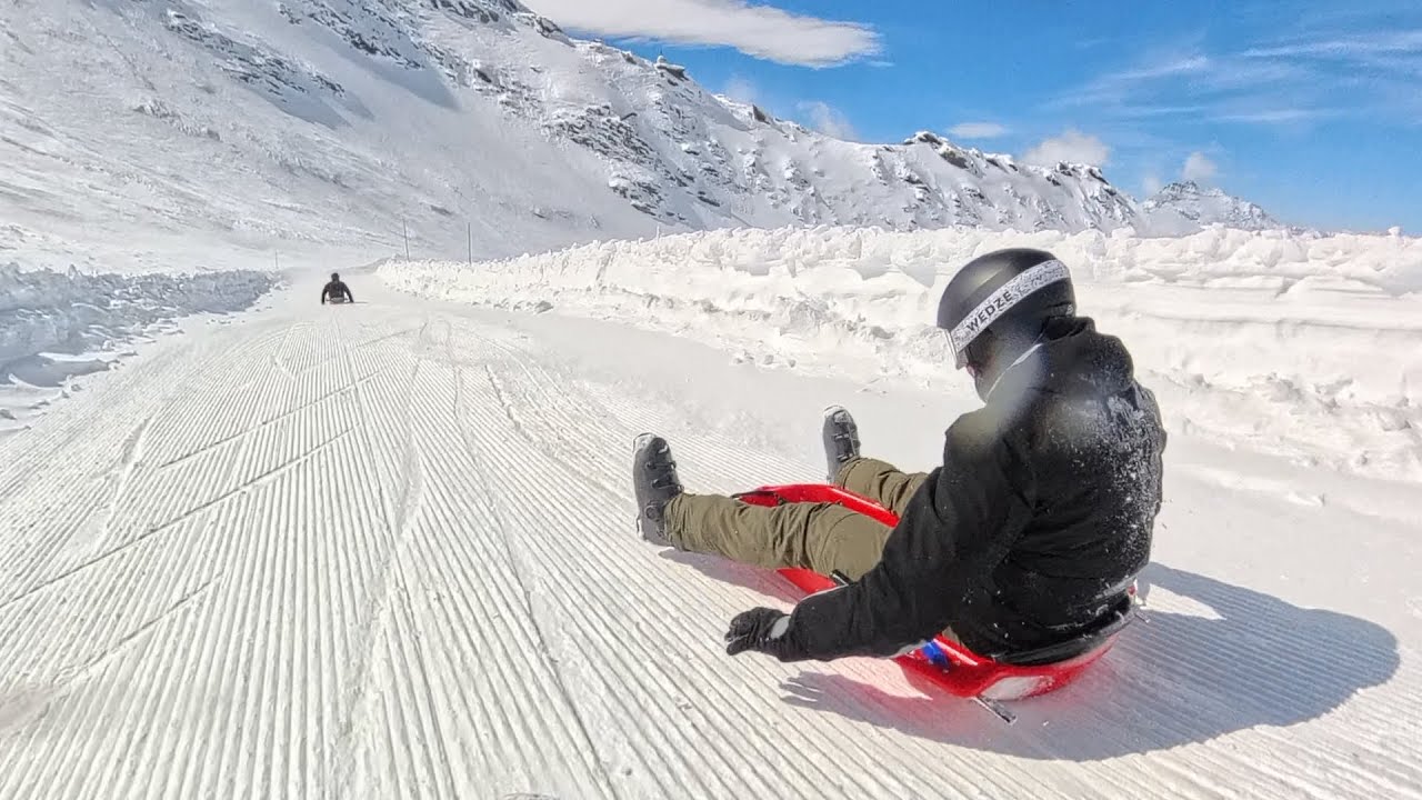 Crazy sledge race on the longest toboggan run in France! - YouTube