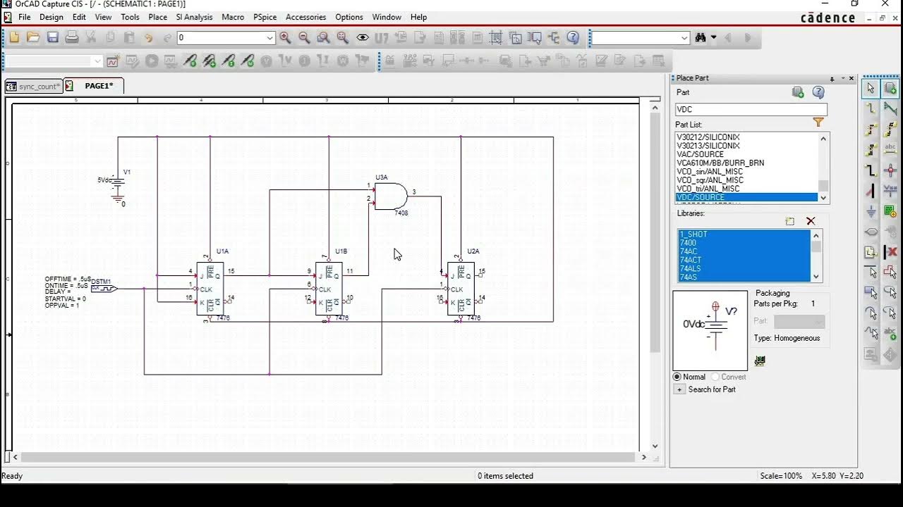 #Synchronous UP Counter Simulation using #OrCAD #PSPICE - YouTube
