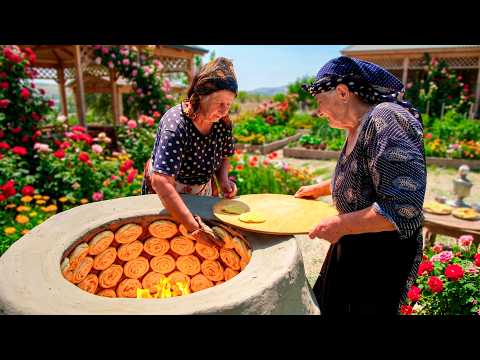 Baking TONS of Traditional Rolled Pastries in Clay Tandoor! 🥐 Ancient Mountain Recipe