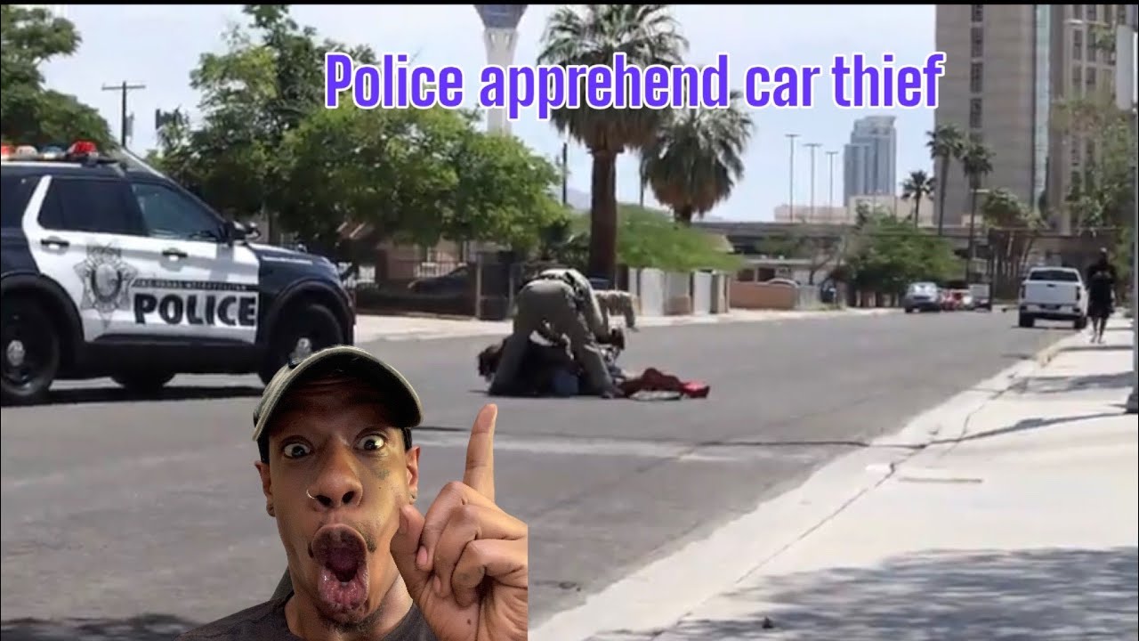 police apprehend car thief in las vegas live footage of the arrest in ...