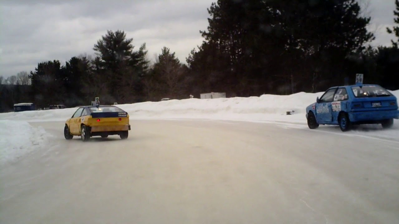 Ice racing In Minden 2018 Weekend 5 Race 1 With Al - YouTube