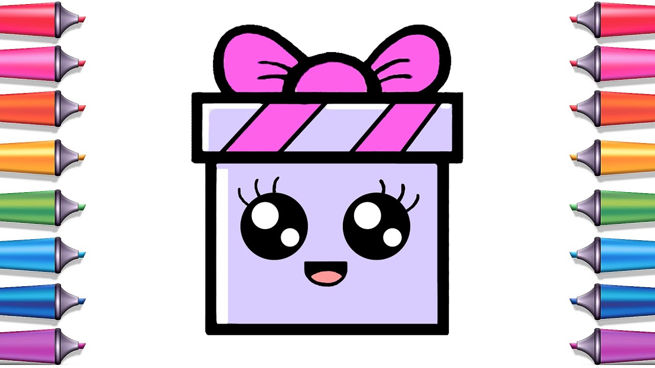 How to draw a cute present step by step - YouTube