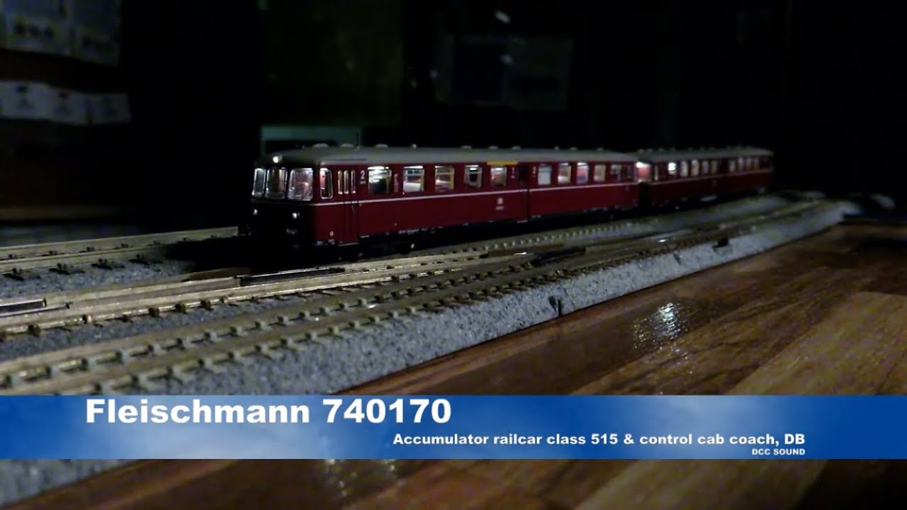Fleischmann 740170 Accumulator railcar class 515, DB DCC Sound - YouTube