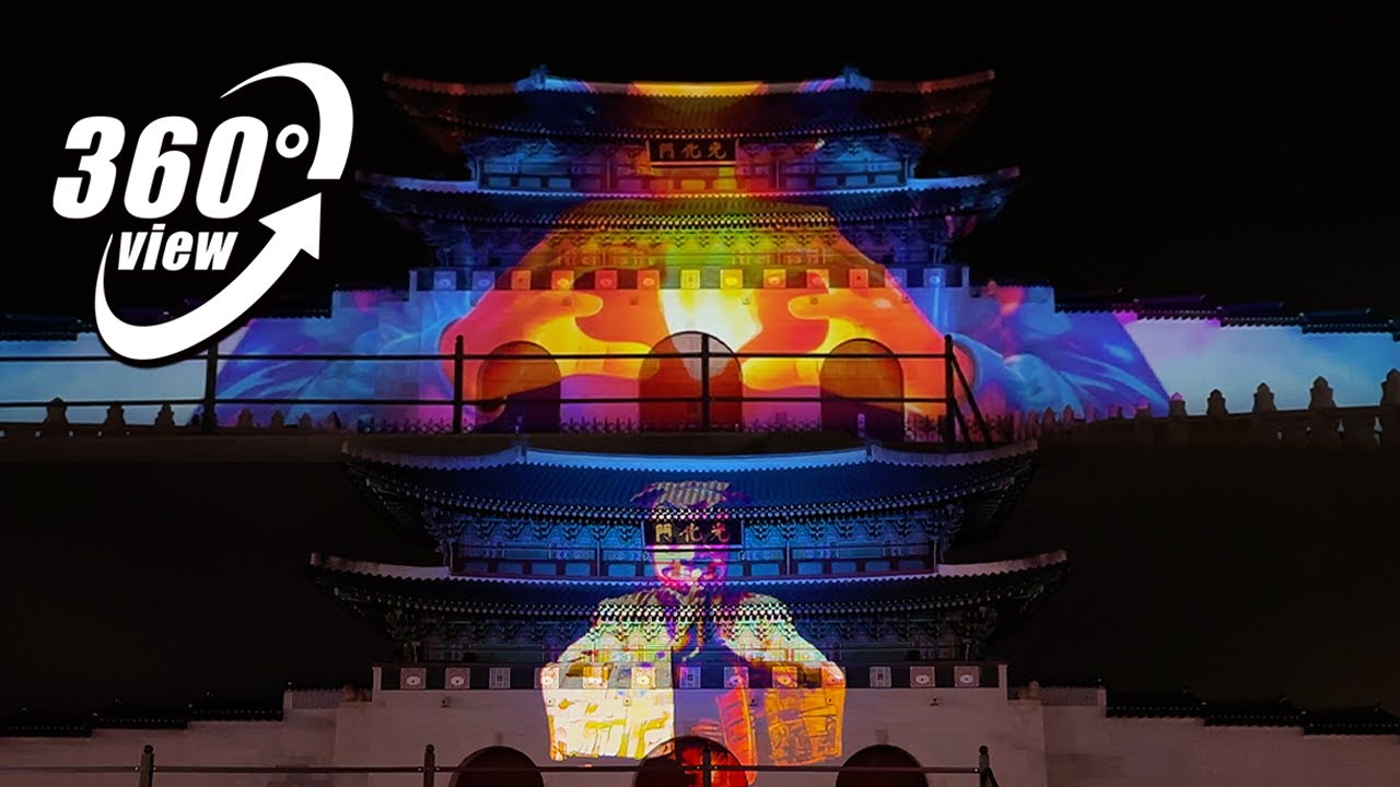 [360VR] Korea Travel 🌎 Gwanghwamun 2026 New year countdown light show ...