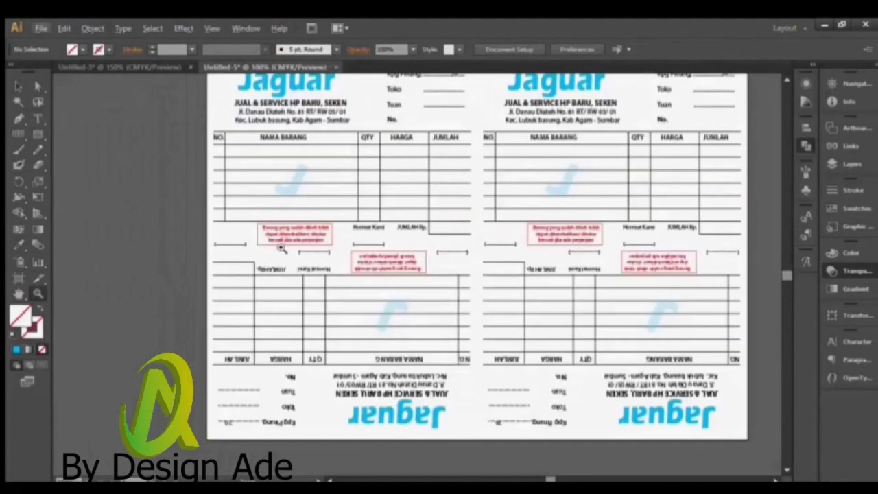 Tutorial Cara Buat Template Nota di Adobe Illustrator - YouTube