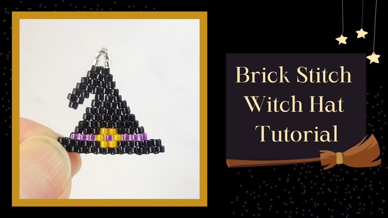 Brick Stitch Witch Hat Tutorial / Halloween Beading / Easy Brick Stitch / Making Beaded Jewelry ...