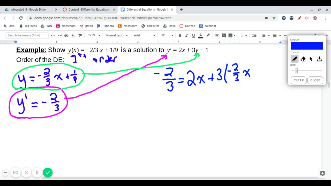 Verify a Solution to a Differential Equation - YouTube