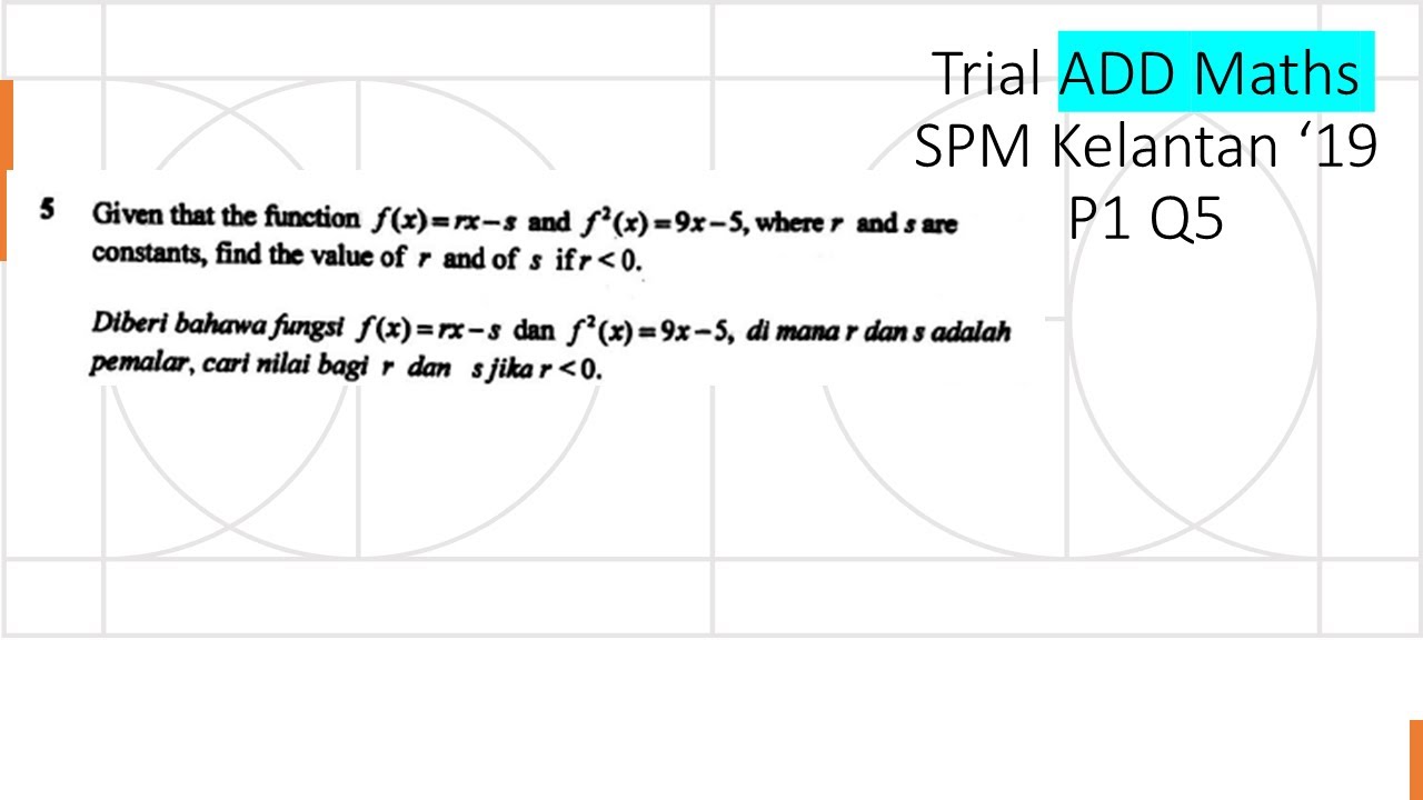 Trial Add Maths SPM Kelantan 2019 Paper 1 Q5 composite functions ...