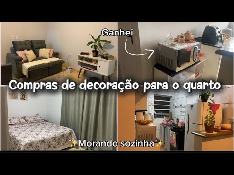 MORANDO SOZINHA: compras de decoração para a casa, ganhei um microondas, faxina no banheiro 🏠✨
