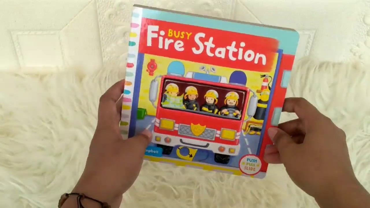 Busy Fire Station - Push Pull Slide Board Book - YouTube