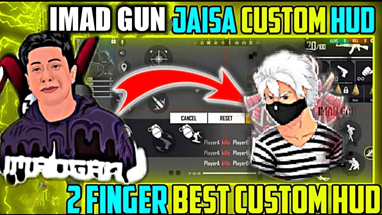 IMAD GUN custom HUD || Best 2 finger pro custom hud & setting for two ...