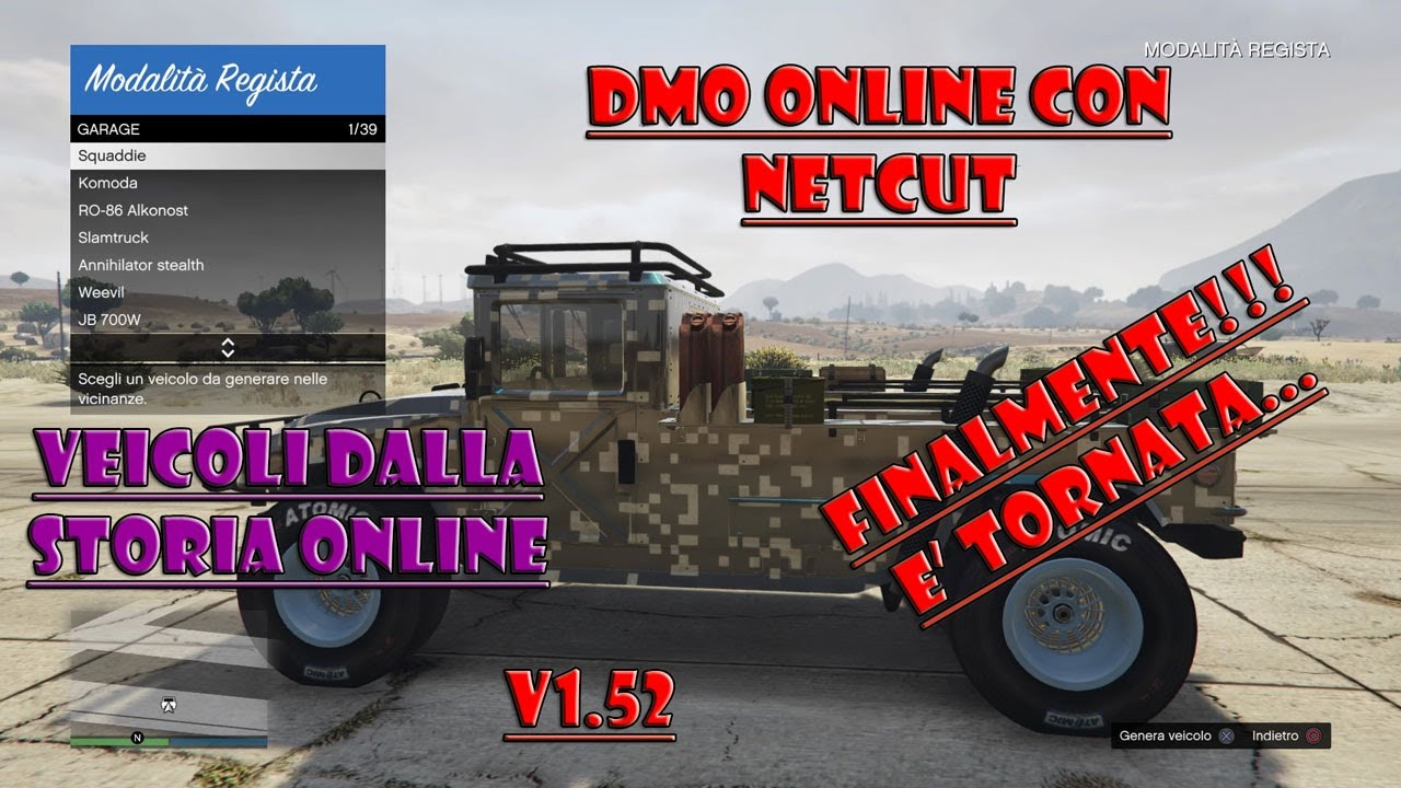 GTA 5 GLITCH DMO VEICOLI DALLA STORIA ALL'ONLINE V1.52 NETCUT - YouTube