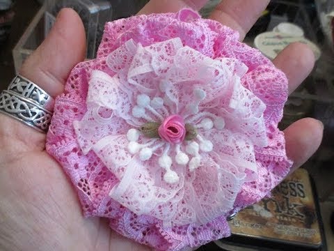 New Shabby Chic Ruler Flower Tutorial - jennings644 - YouTube