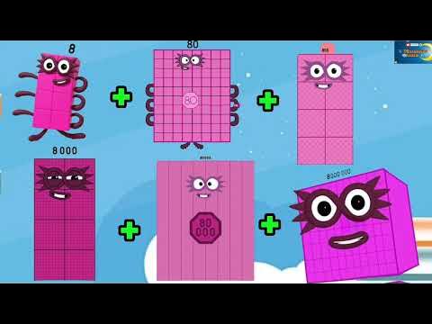 NUMBERBLOCKS ADDING UP TO 10 GIANT NUMBERS |ADDITION OF BIG NUMBERS| MATH 1234 ...